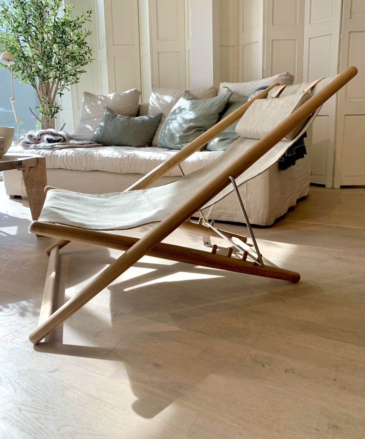 Skargaarden H55 Teak Lounge chair - Natural Canvas indoor - Ølen Møbel