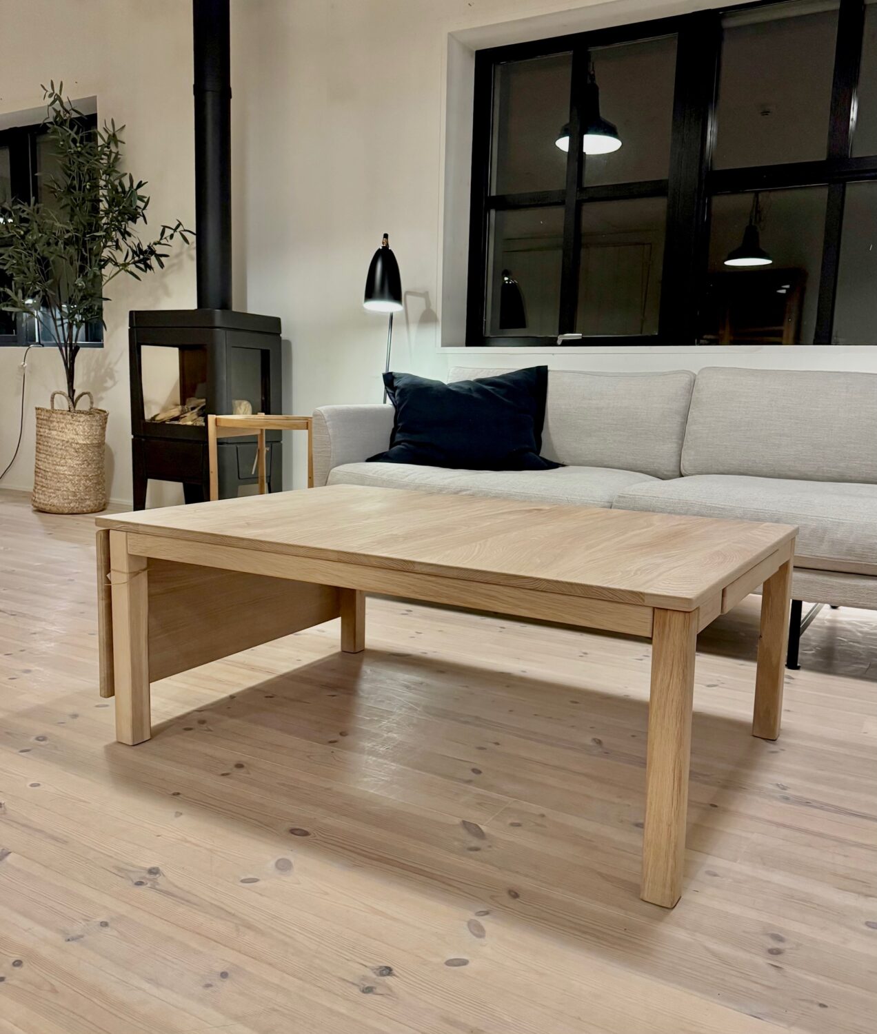 Haslev Klassik Sofabord 4C med Skuff + Klaff - Såpevasket Eik. 110x75cm ...